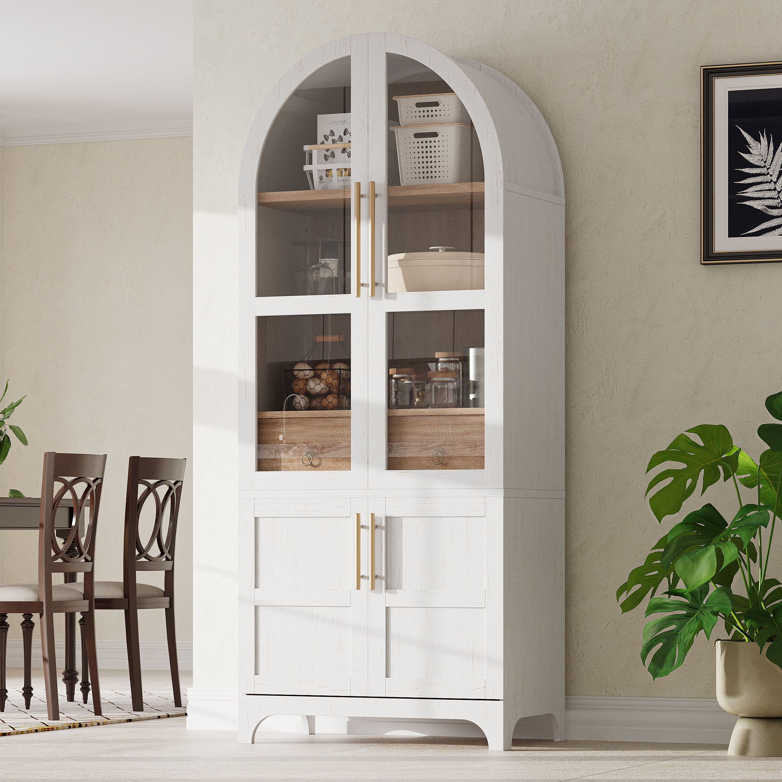 Bay Isle Home™ 71" Tall Arched Corneluis Pantry Cabinet With Door Shelves, Farmhouse Corneluis ...